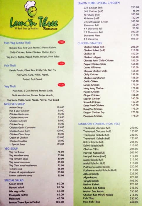Menu at Real Lemon Tree, Mysuru, 2993/1, Adipampa Rd, next to Empire ...