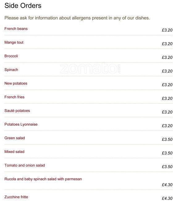 Menu at Al Fresco - Cockfosters restaurant, Barnet, 21-22