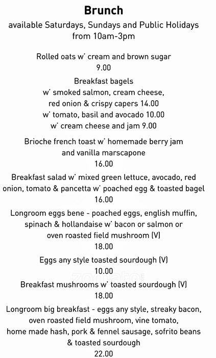 Longroom Menu, Menu for Longroom, Ponsonby, Auckland - Menumania/Zomato