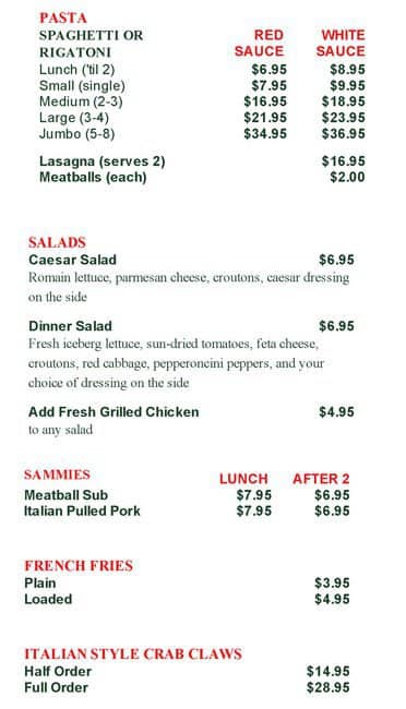 Menu at The Pizza Guy pizzeria, Dallas