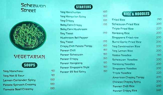 Menu of Schezwan Street, Goregaon East, Mumbai