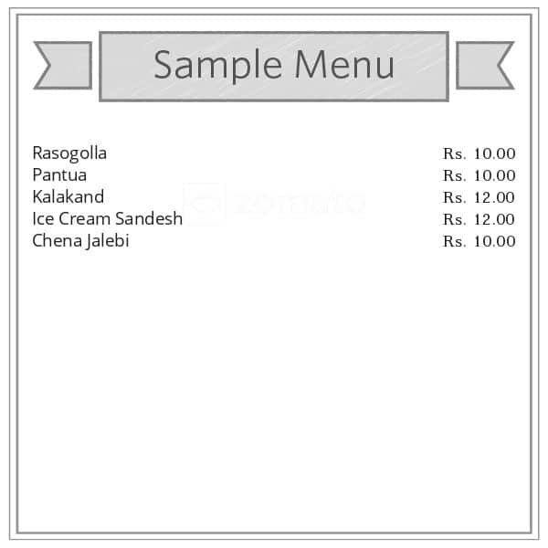 Menu of Gupta Sweets, Belghoria, Kolkata