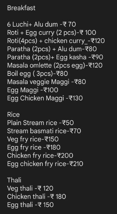 Menu of The Capsicum, Prince Anwar Shah Road, Kolkata