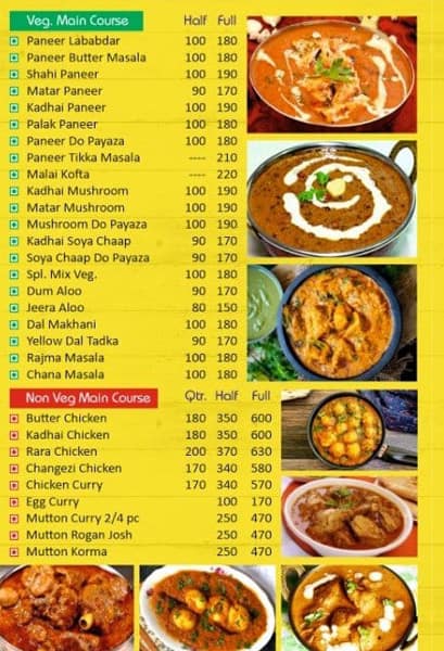 Menu of New Handi, Vasundhara, Ghaziabad