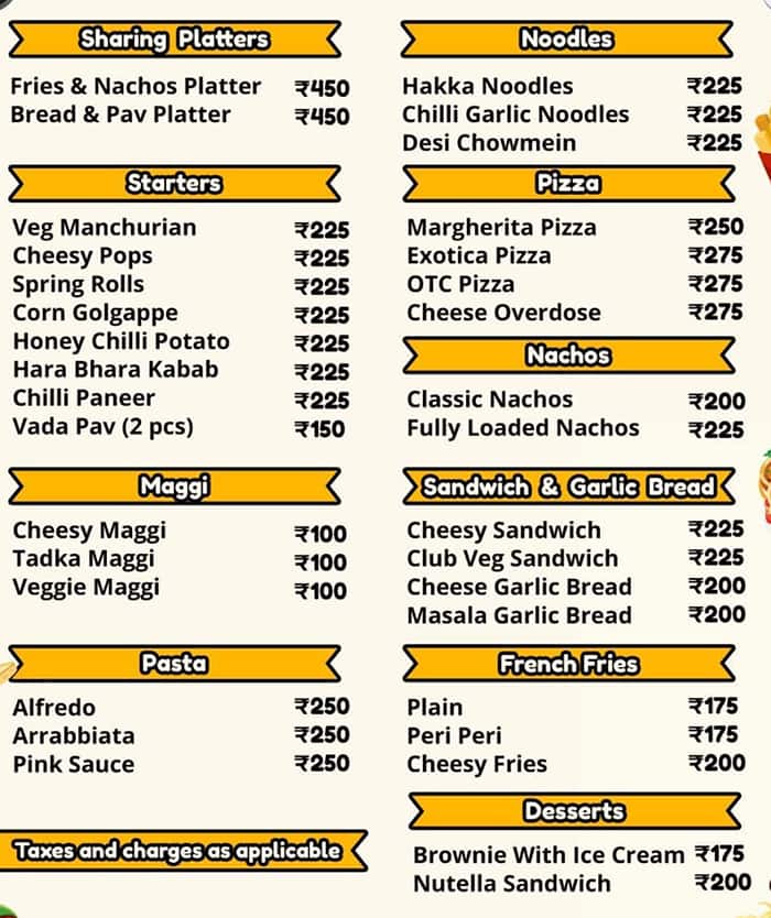 Menu Of Peekaboo Cafe Chitrakoot Jaipur