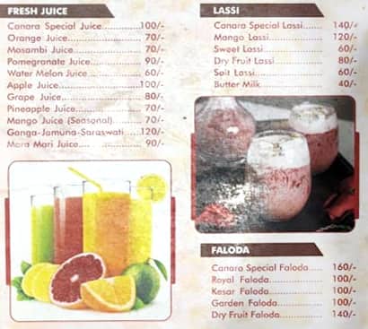 Menu of Canara Coffee House, Mandvi, Vadodara