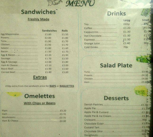 Menu at Piggies Sandwich Bar, London, 113 Falcon Rd