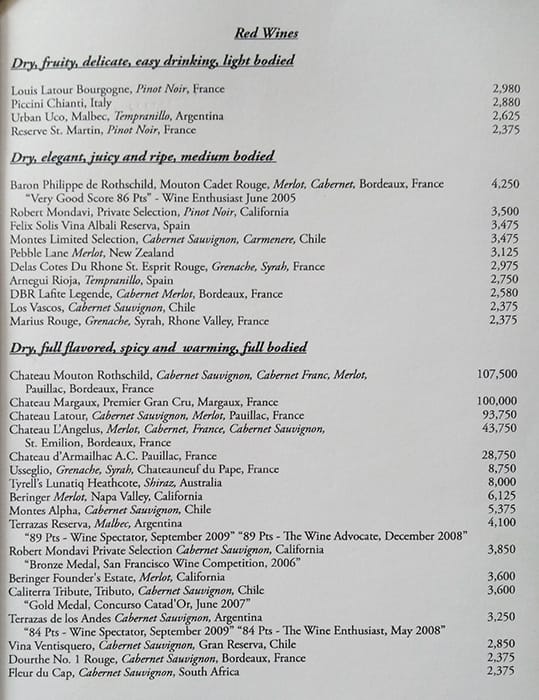 Menu at Lobby Lounge Diamond Hotel cafe, Manila