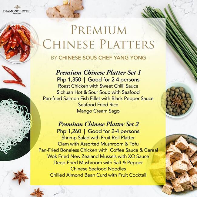 Menu at Lobby Lounge Diamond Hotel cafe, Manila