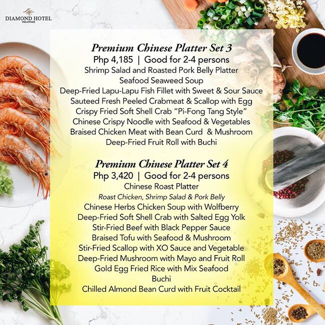Menu at Lobby Lounge Diamond Hotel cafe, Manila