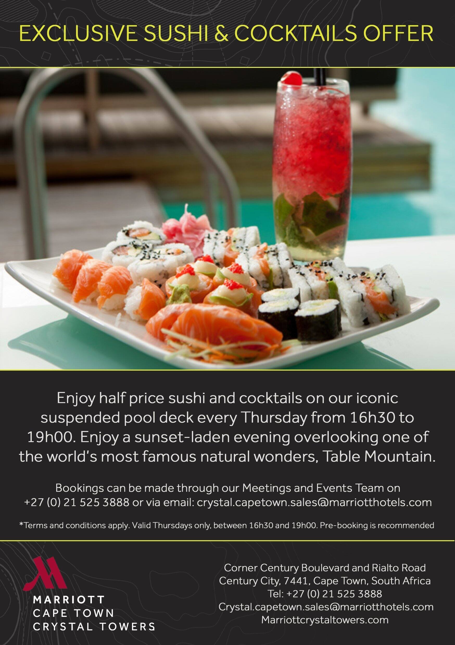 Menu at Towers Restaurant, Cape Town