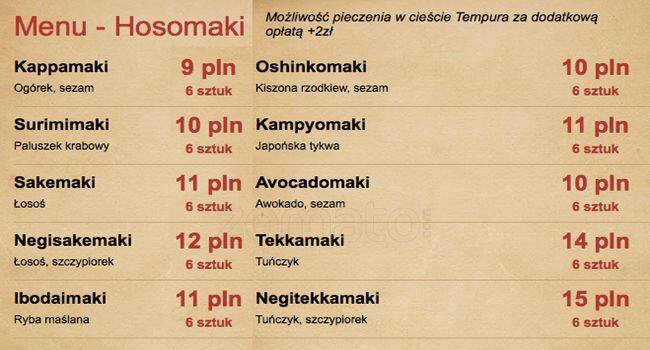 Menu at Takushi Ramen & Sushi restaurant, Lublin, Pana Balcera 6A