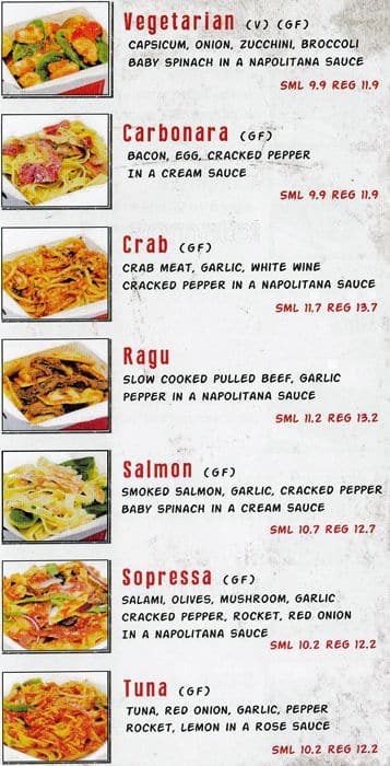 Menu at Pastagogo Norwood fast food, Norwood, 242 The Parade