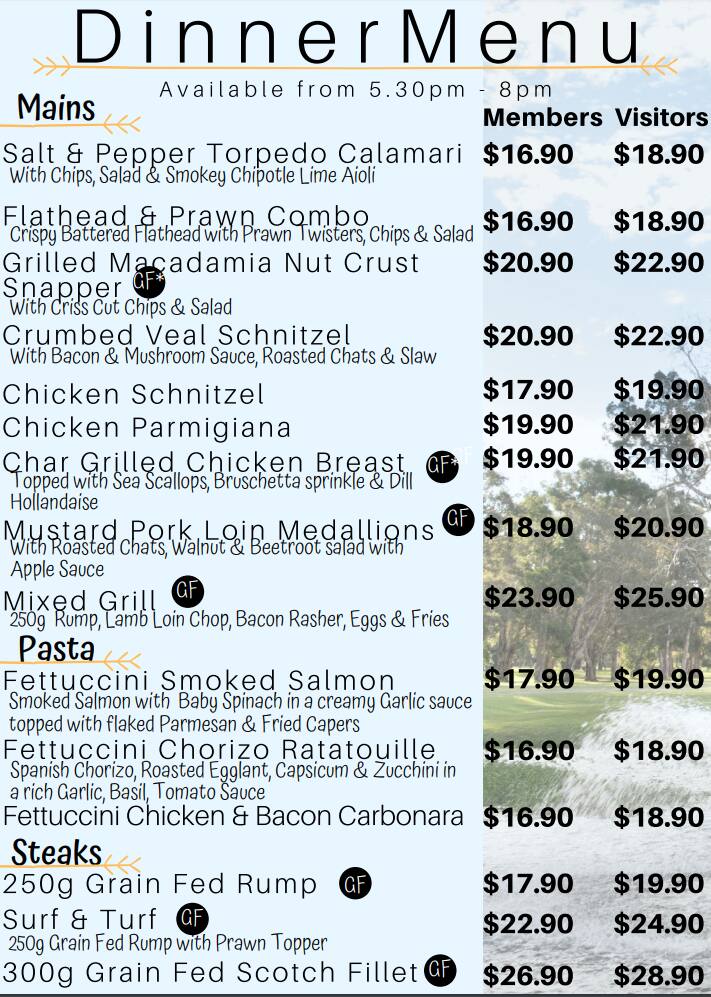 Menu at Redland Bay Golf Club, Redland Bay