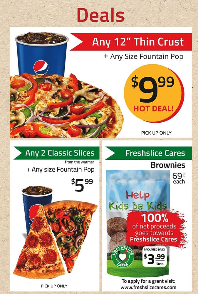 Menu at Freshslice Pizza pizzeria, North Vancouver, Lonsdale Avenue