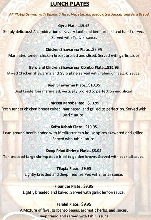 Menu at Casablanca Greek Mediterranean Cuisine restaurant, Fort Worth