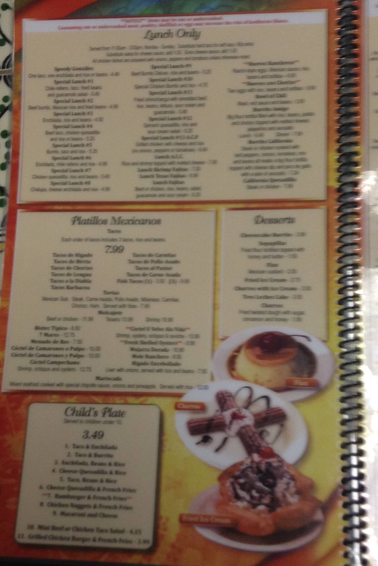 Menu at Monte Del Rey restaurant, Mocksville, US-601