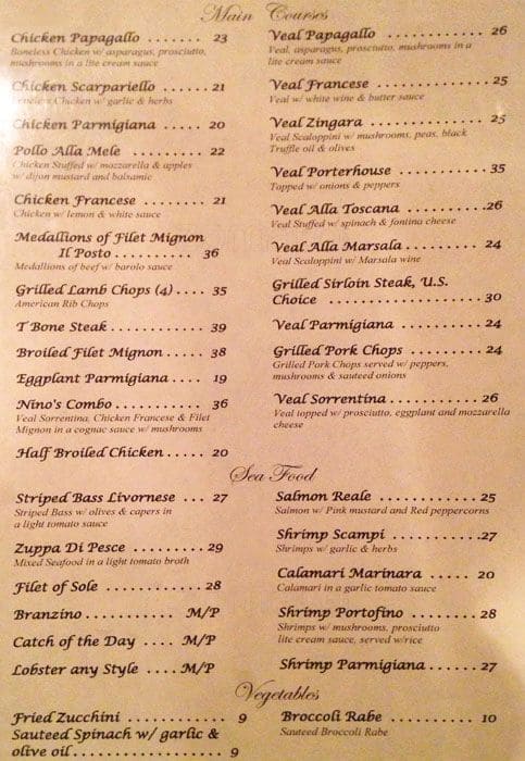 Menu at Il Posto restaurant, New York City, Avenue U
