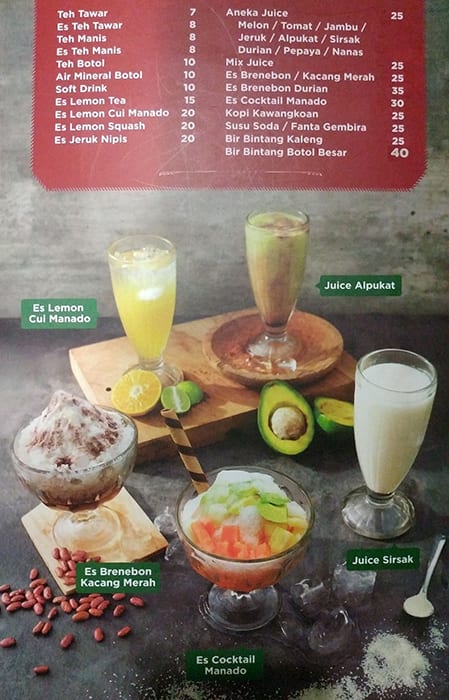 Menu at Sarang Oci restaurant, Jakarta, Apartemen Sahid Sudirman ...
