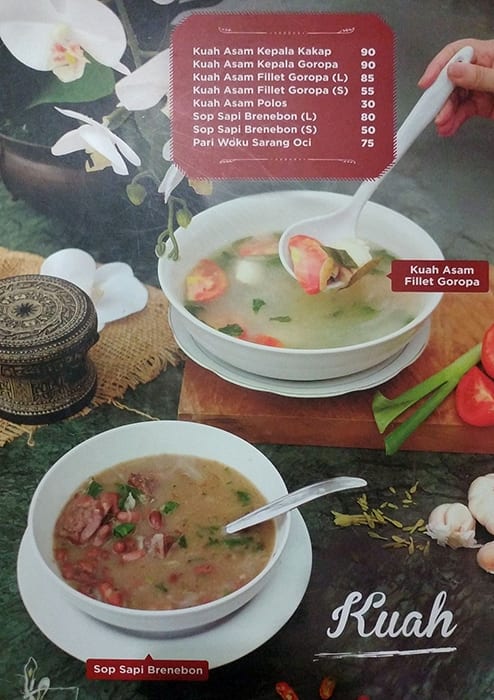 Menu at Sarang Oci restaurant, Jakarta, Apartemen Sahid Sudirman ...