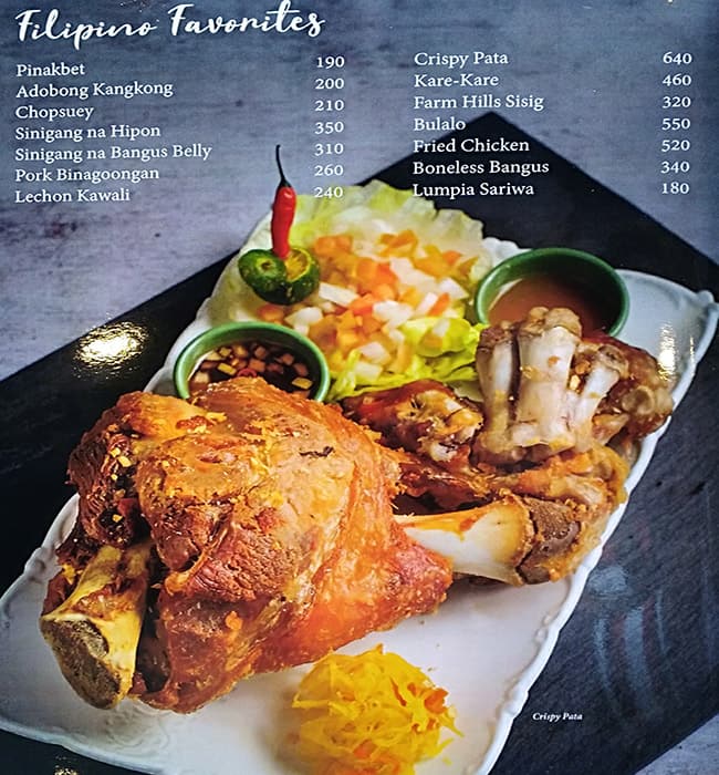 Menu at Farm Hills Garden restaurant, Silang