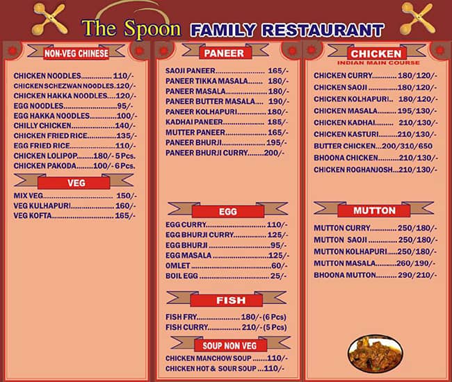 Menu at The Spoon Family Restaurant, Nagpur