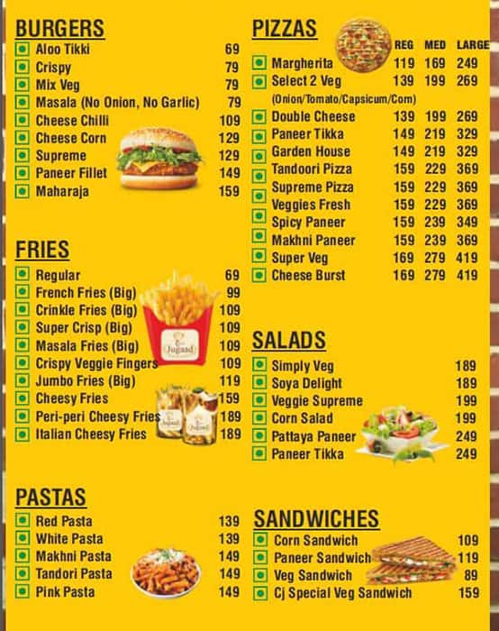 Menu of Cafe Jugaad, Dadar East, Mumbai