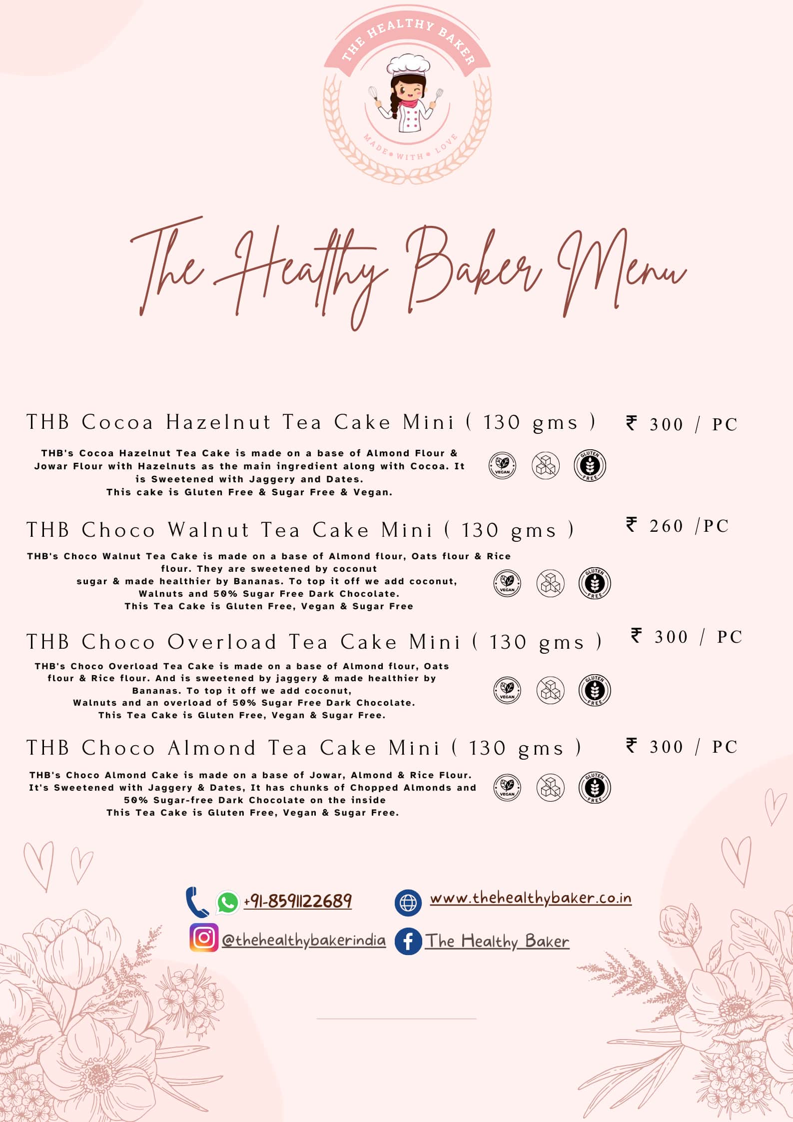 Menu of The Healthy Baker, 7 Bungalows, Andheri West, Mumbai