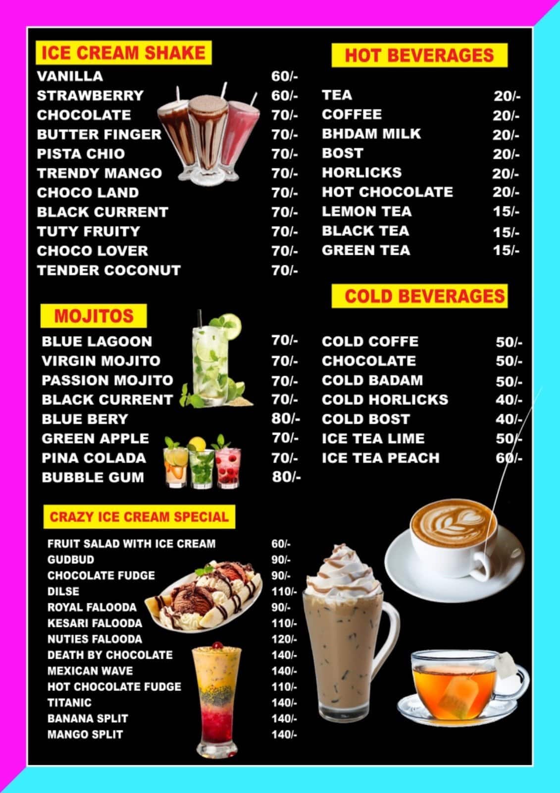 Menu of Level Up Cafe, Magadi Road, Bangalore