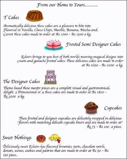 Menu at Eclairs, Gurugram Rural, SCO 14