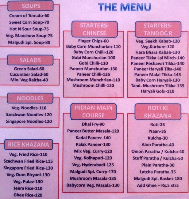 Menu at Malgudi Coffee Shop & Bakery, Mysuru, 81