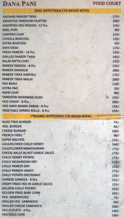 Dana Pani Menu, Menu for Dana Pani, Vidhyadhar Nagar, Jaipur - Zomato