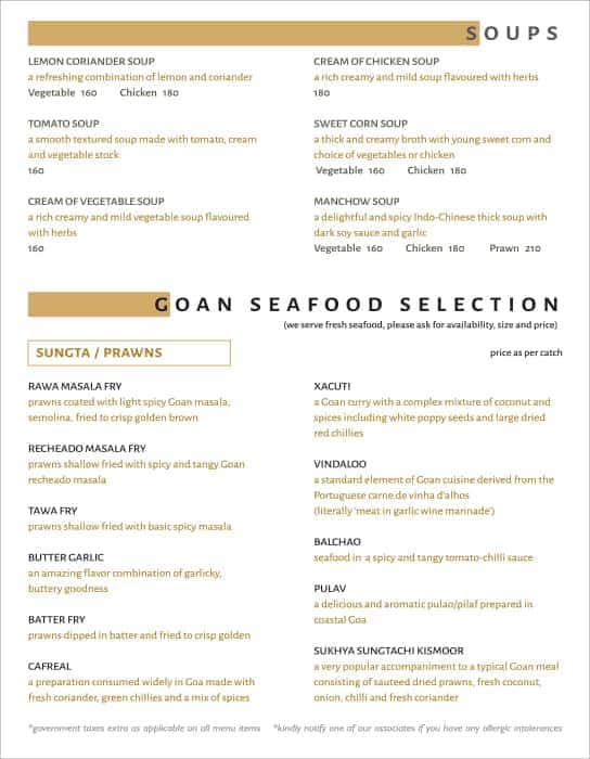 Menu of Peep Kitchen, Panaji, Goa