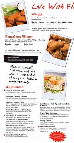 Menu at Hurricane Grill & Wings pub & bar, Four Corners