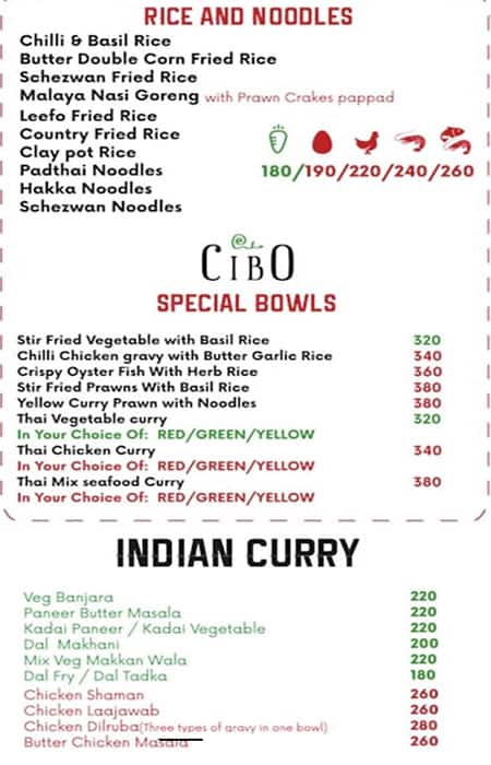 Menu of Wang Thai, Ashok Nagar, Chennai