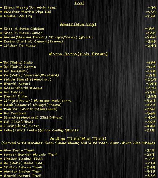 Menu at The Bong Cuisine, Hyderabad