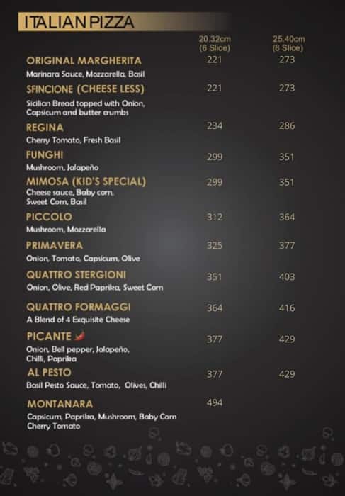 Menu of Piztalian Wood Fired Pizza, Karelibaug, Vadodara