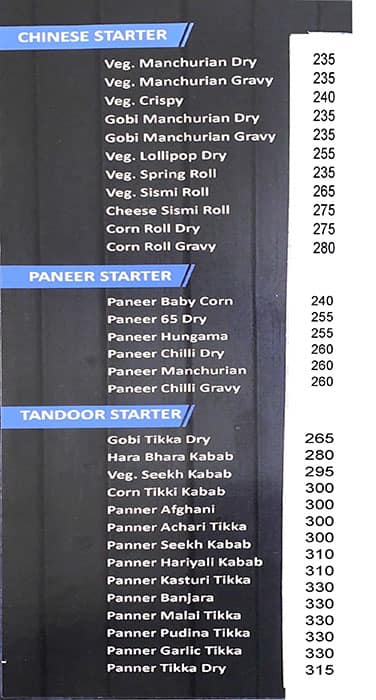 Menu of Bansari Resort & Banquet, Kamrej, Surat