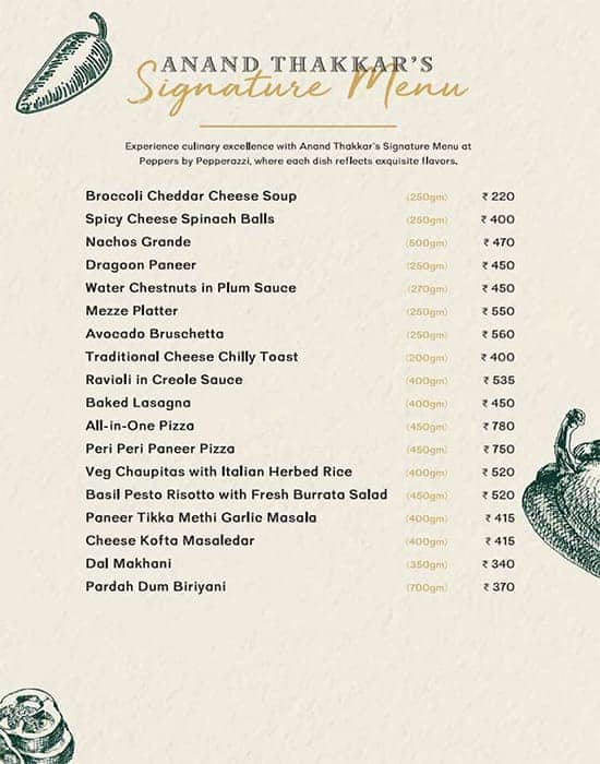 Menu of Peppers By Pepparazzi, C G Road, Ahmedabad