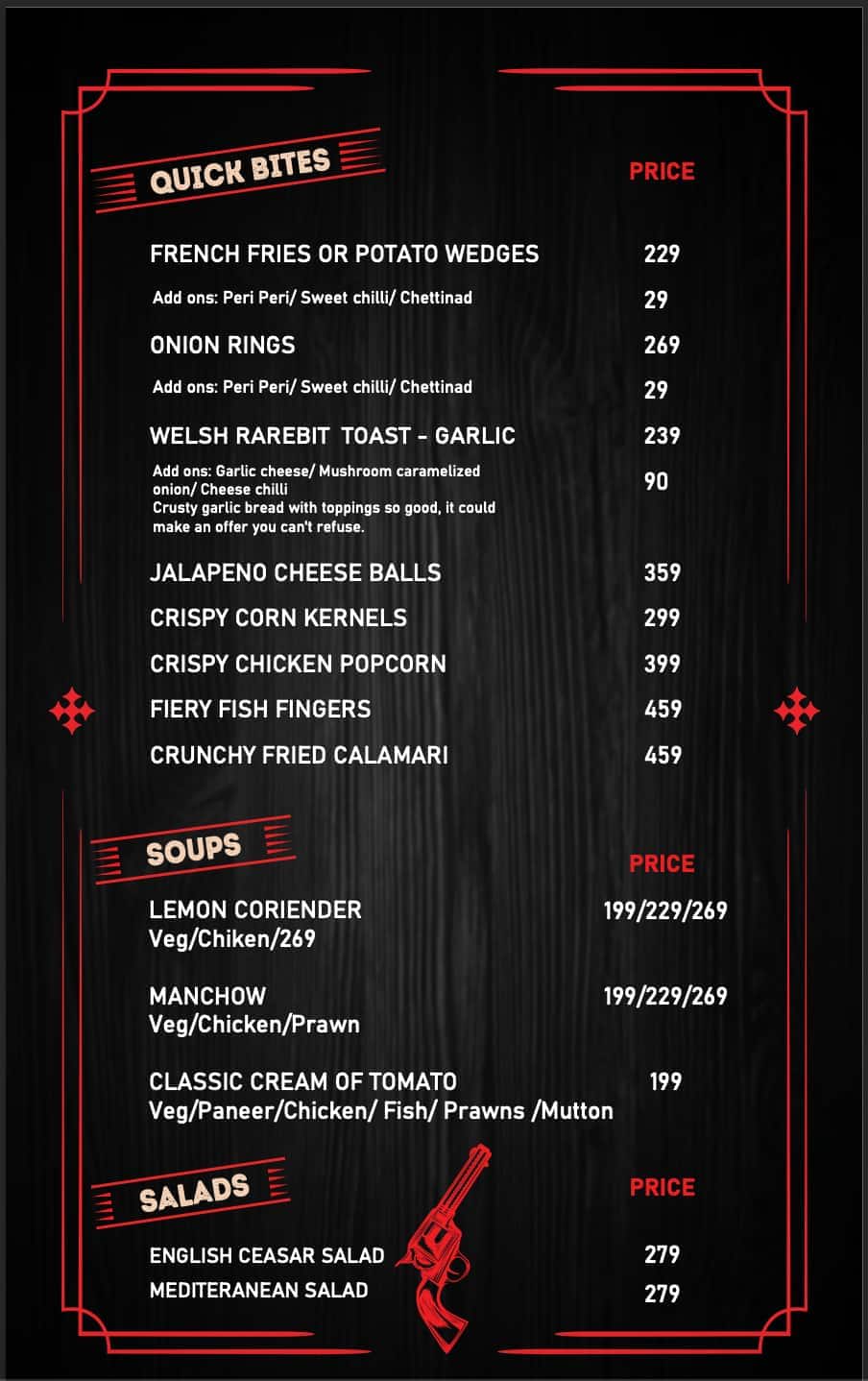 Menu of Rage Club & Kitchen, Jubilee Hills, Hyderabad