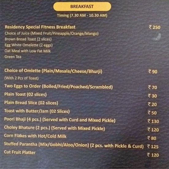 Menu at The Mint Leaf Restaurant - Hotel Shiva Residency, Dehradun