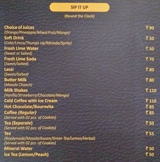 Menu at The Mint Leaf Restaurant - Hotel Shiva Residency, Dehradun