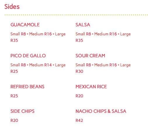 Menu at Mexican Fresh Chilli Lane restaurant, Randburg, 41A