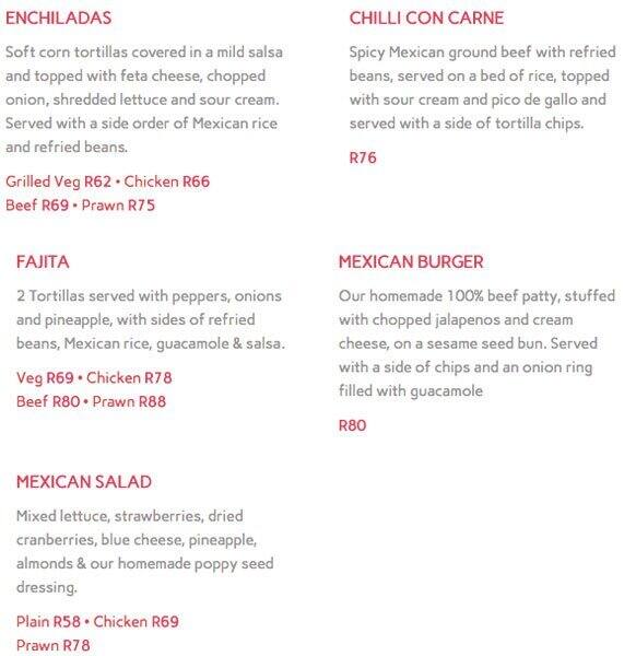 Menu at Mexican Fresh Chilli Lane restaurant, Randburg, 41A