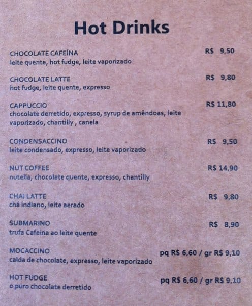 Menu em Cafeína Copacabana I, Rio de Janeiro, R Constante Ramos