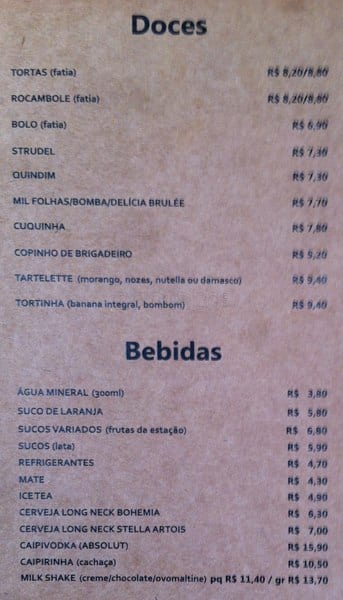 Menu em Cafeína Copacabana I, Rio de Janeiro, R Constante Ramos