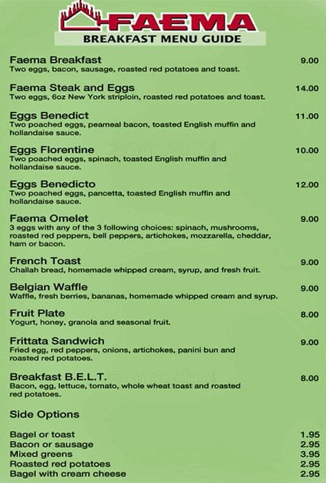 Menu at Faema Caffe cafe, Vaughan, Rutherford Rd building e unit 11