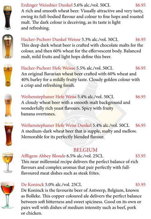 Menu at Village Genius Pub, Toronto