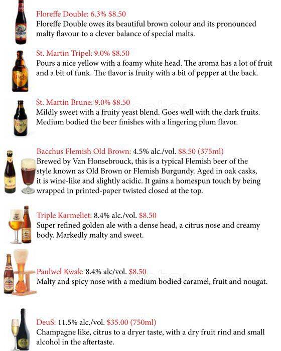 Menu at Village Genius Pub, Toronto