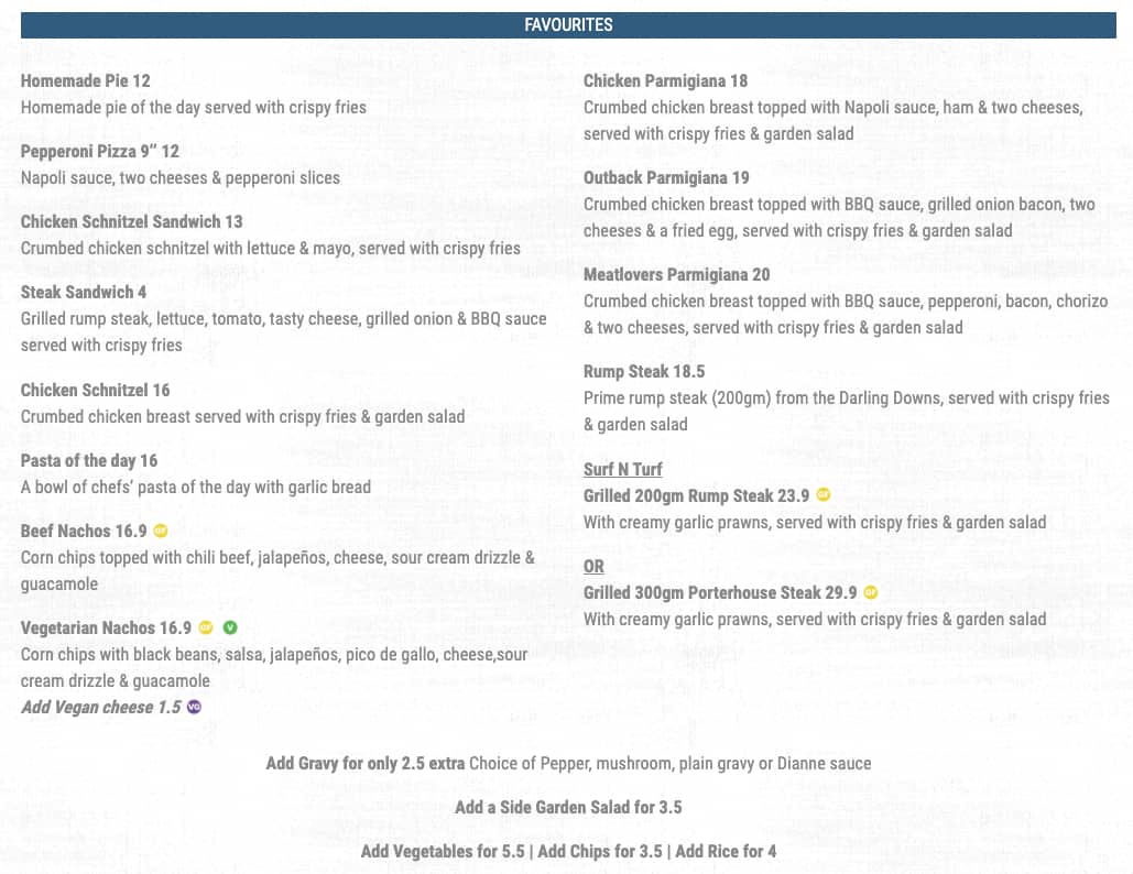 Menu at The Surf Club Surfers Paradise, Surfers Paradise, Cnr The ...